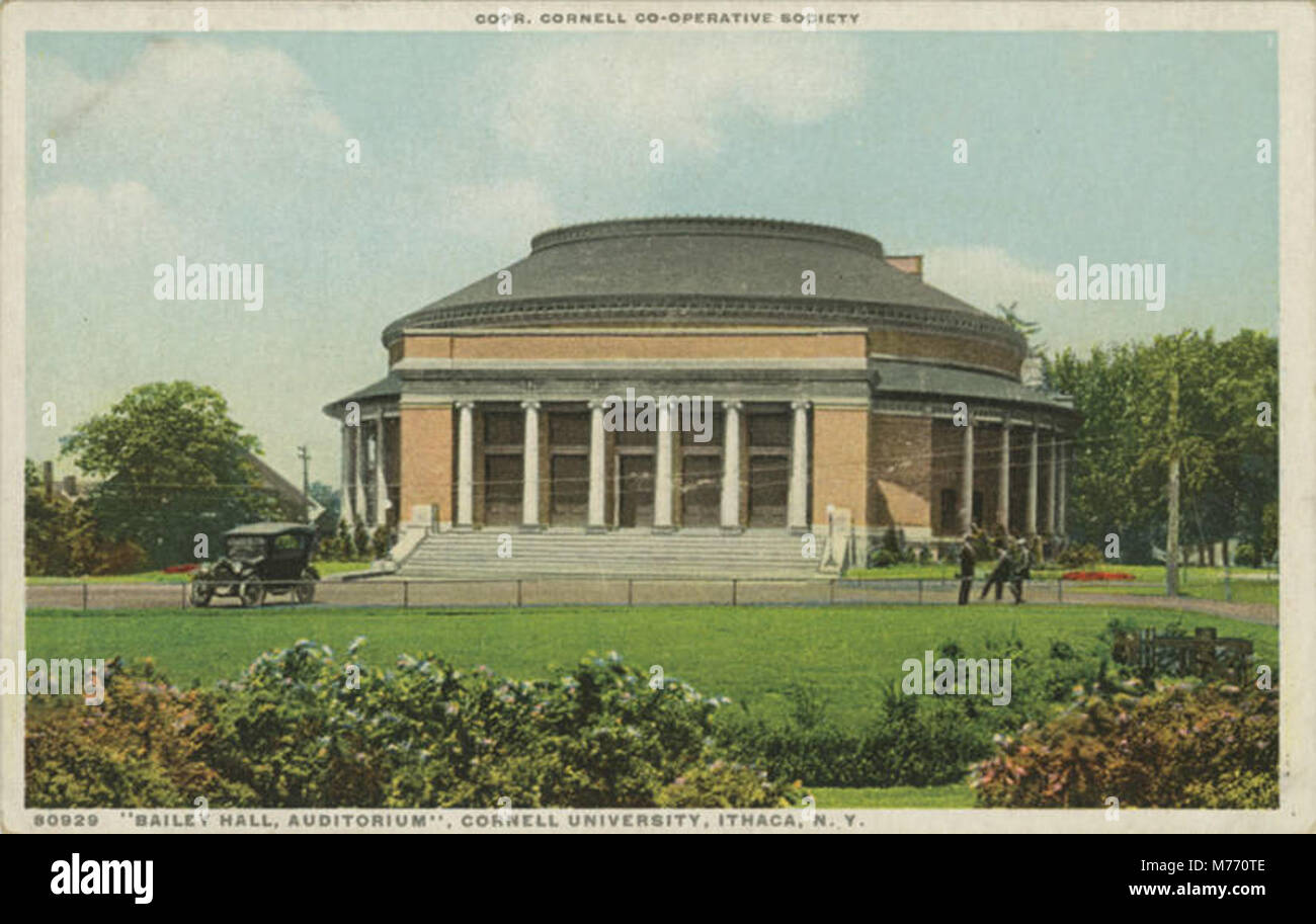 A photograph of Bailey Hall Auditorium at Cornell University ...