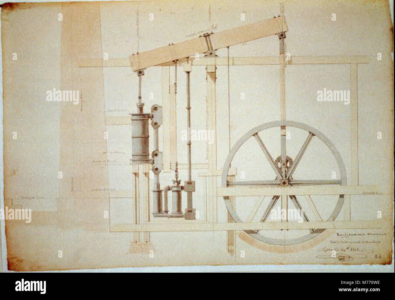 A technical drawing of a steam engine at the Washington Navy Yard ...