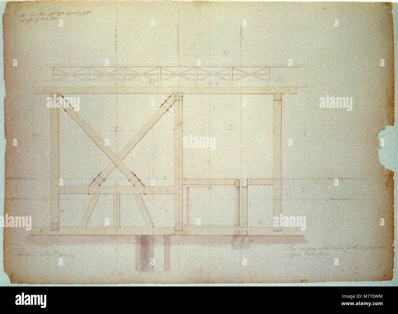 The side elevations of a steam engine at the Washington Navy Yard in ...