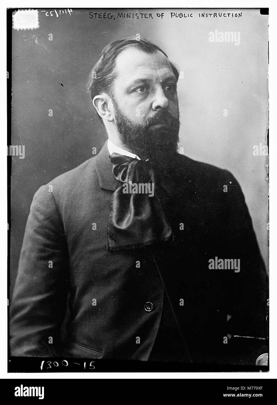 A portrait of Steeg, the Minister of Public Instruction, captured in an ...