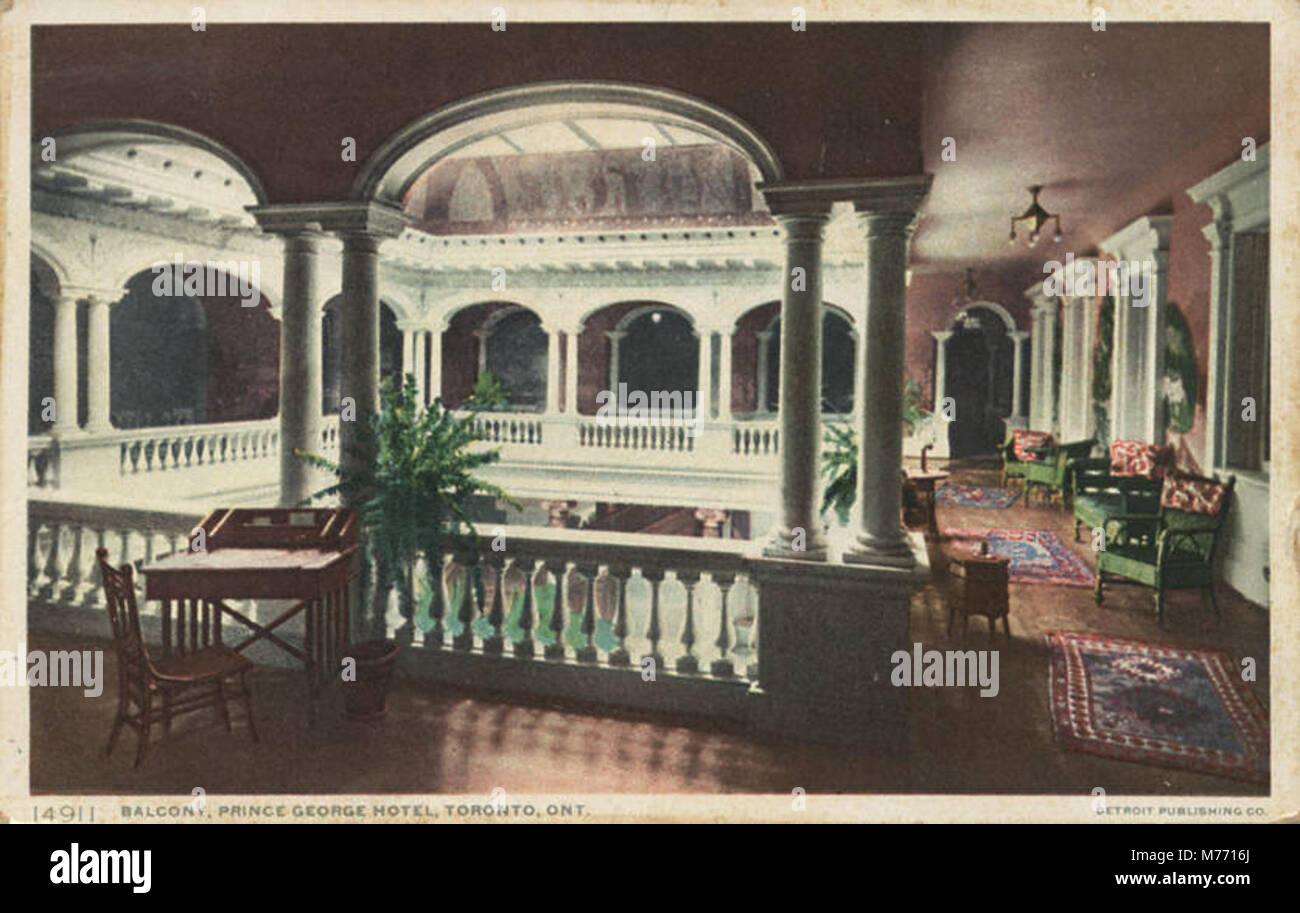 An early 20th-century photograph of the balcony at the Prince George ...