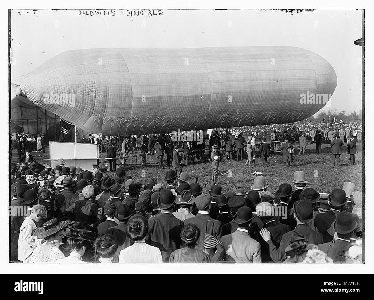 An image of Baldwin's dirigible, an early airship. The photograph ...