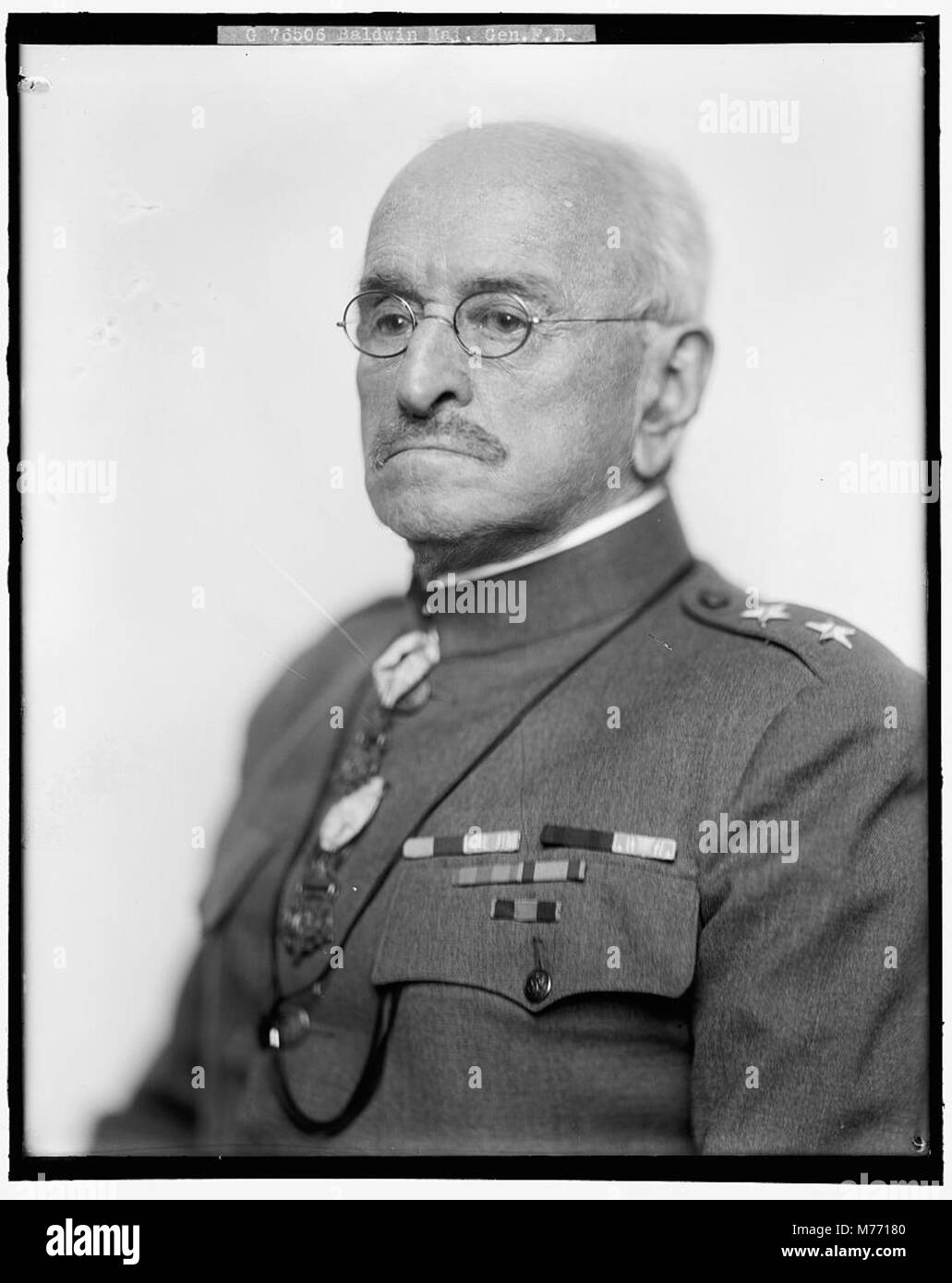 A portrait of General F.D. Baldwin, captured in this historical image ...