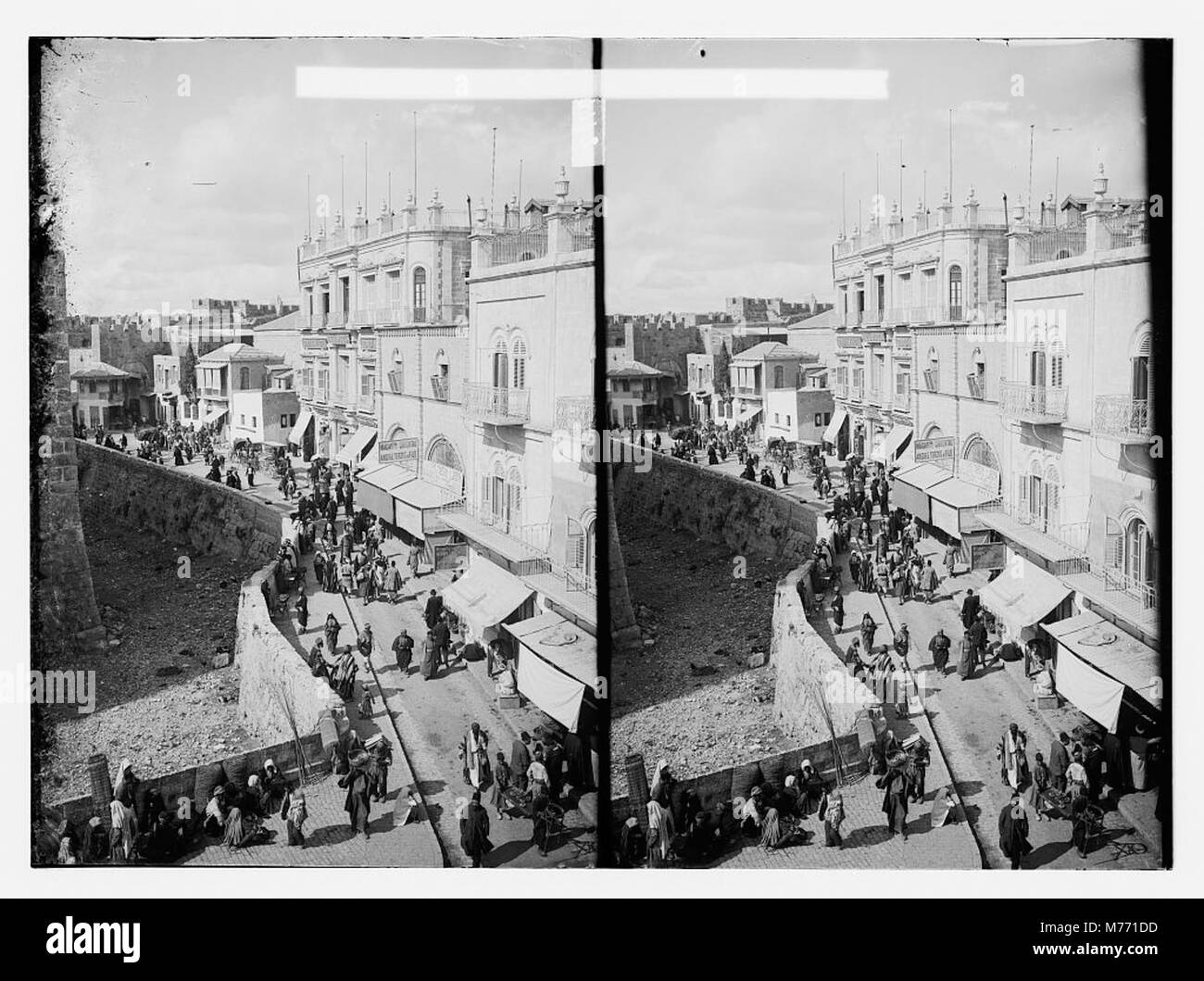 A street scene inside the Jaffa Gate in Jerusalem, capturing the lively ...