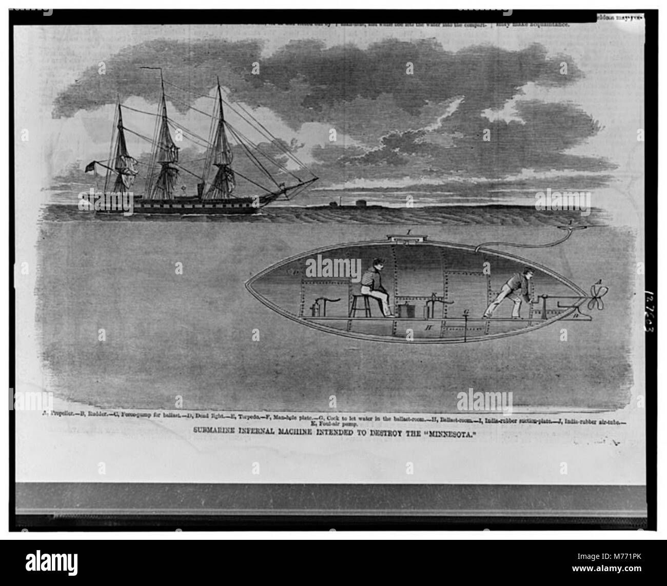 This image depicts a submarine infernal machine designed to destroy the ...