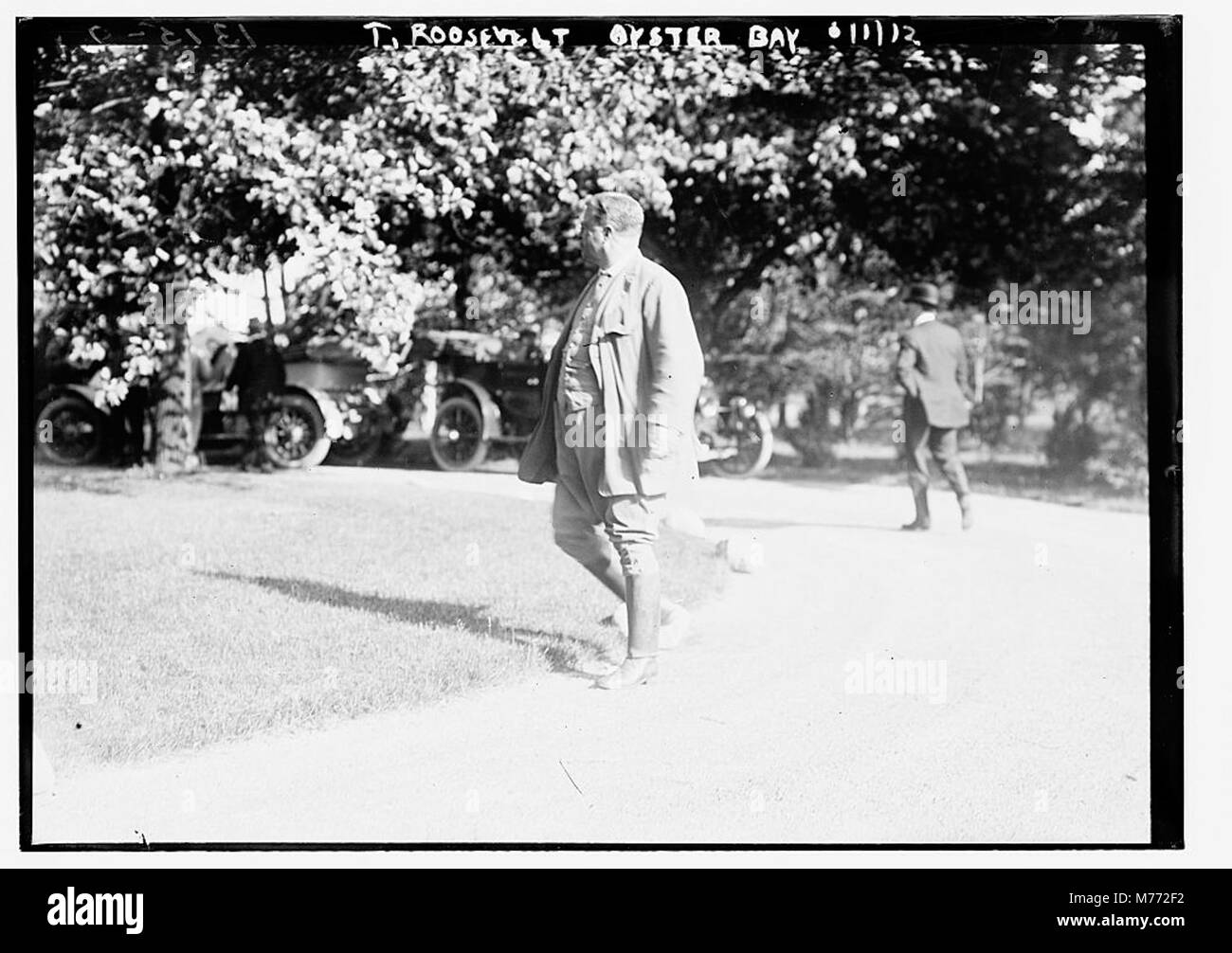 This photograph shows Theodore Roosevelt at his residence in Oyster Bay ...