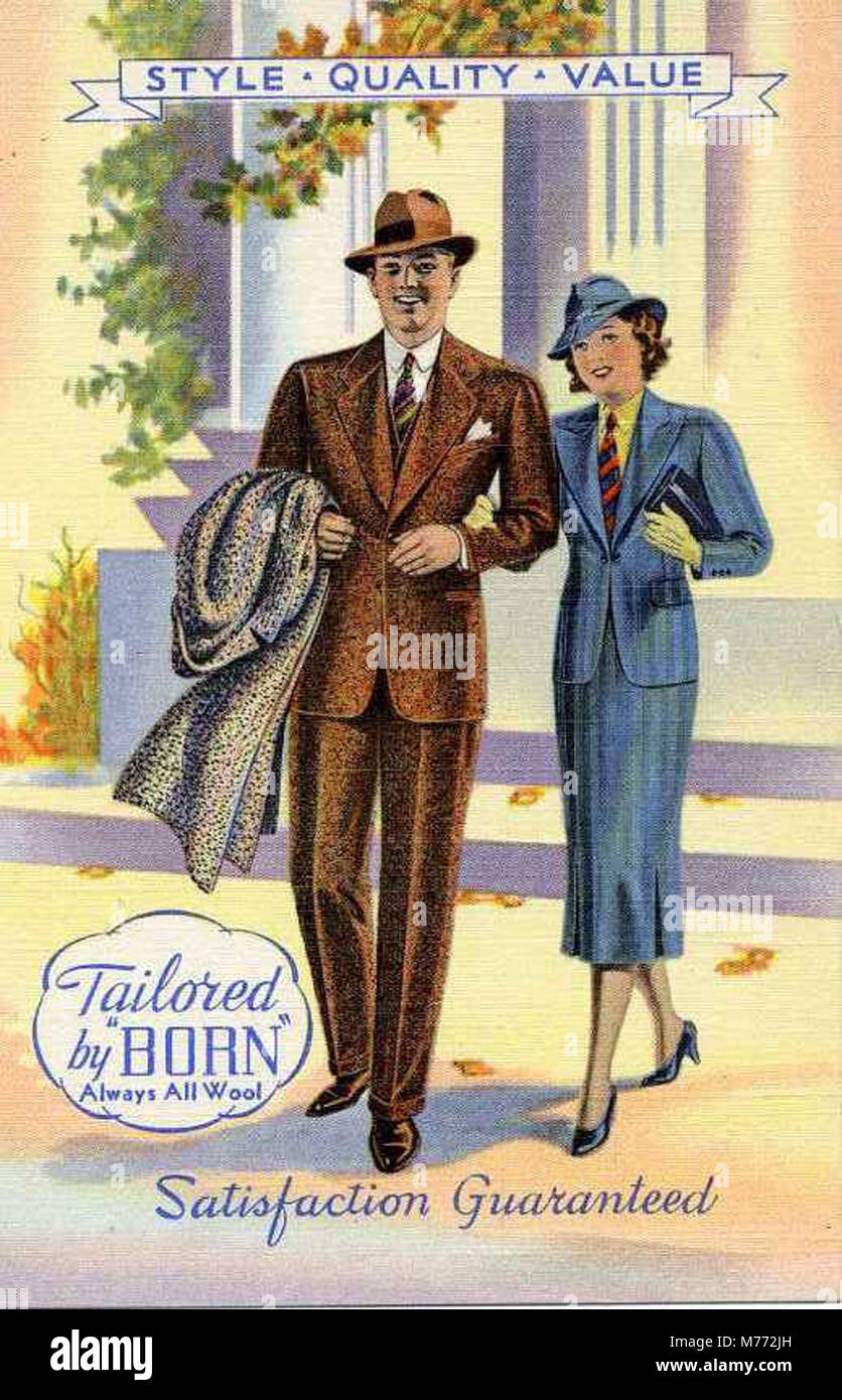 A vintage advertisement featuring M. Born, a tailor known for creating ...