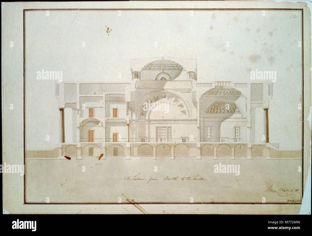 This architectural drawing illustrates the section of the 2nd Bank of ...