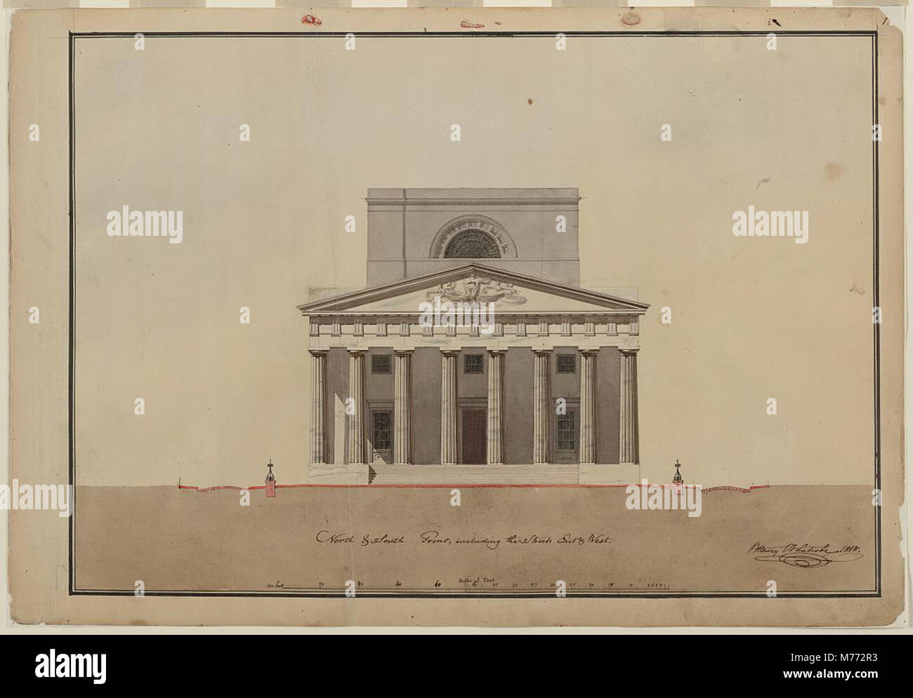 A historical architectural drawing of the Bank Building (2nd Bank of ...