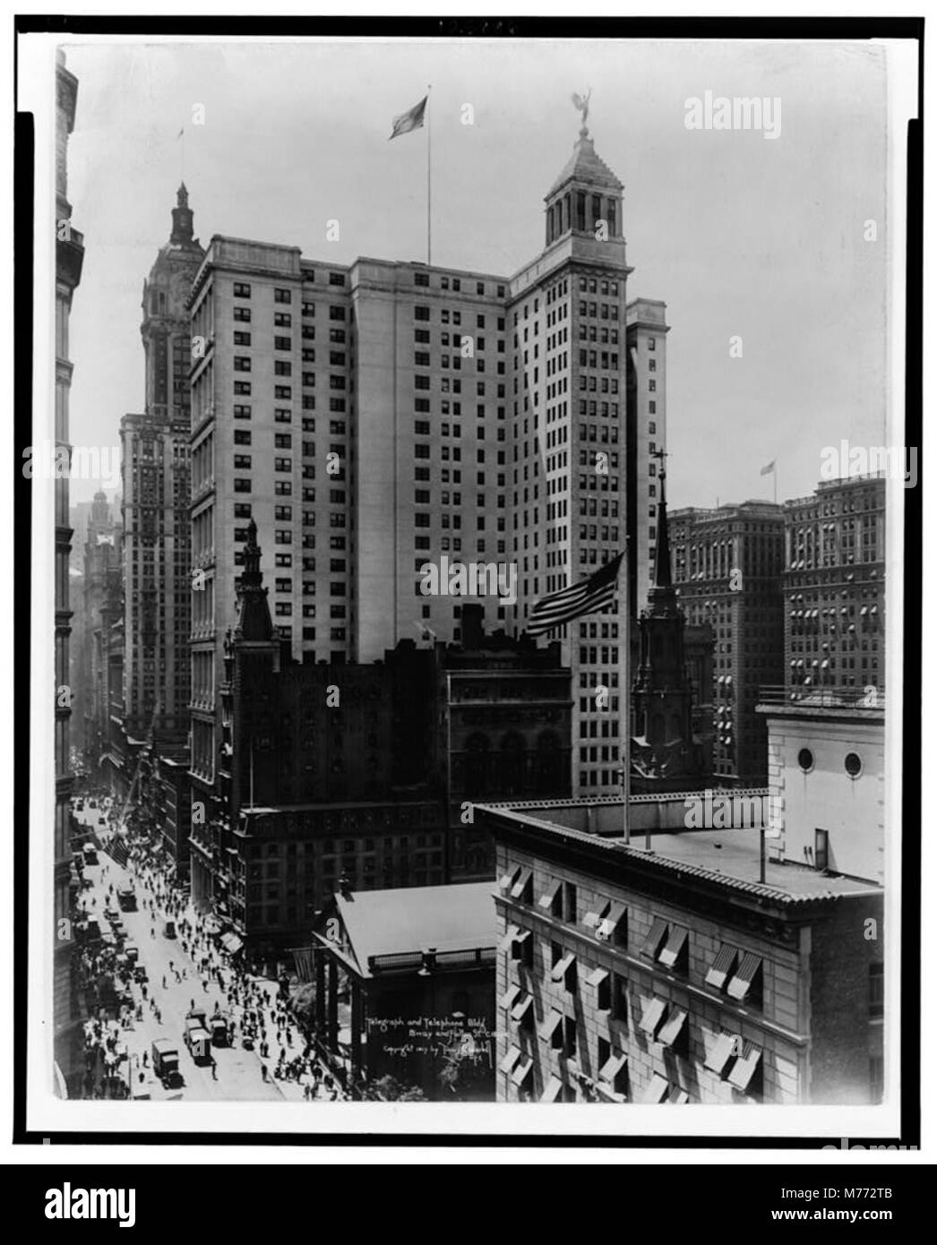 The image shows the Telegraph and Telephone Building located at the ...