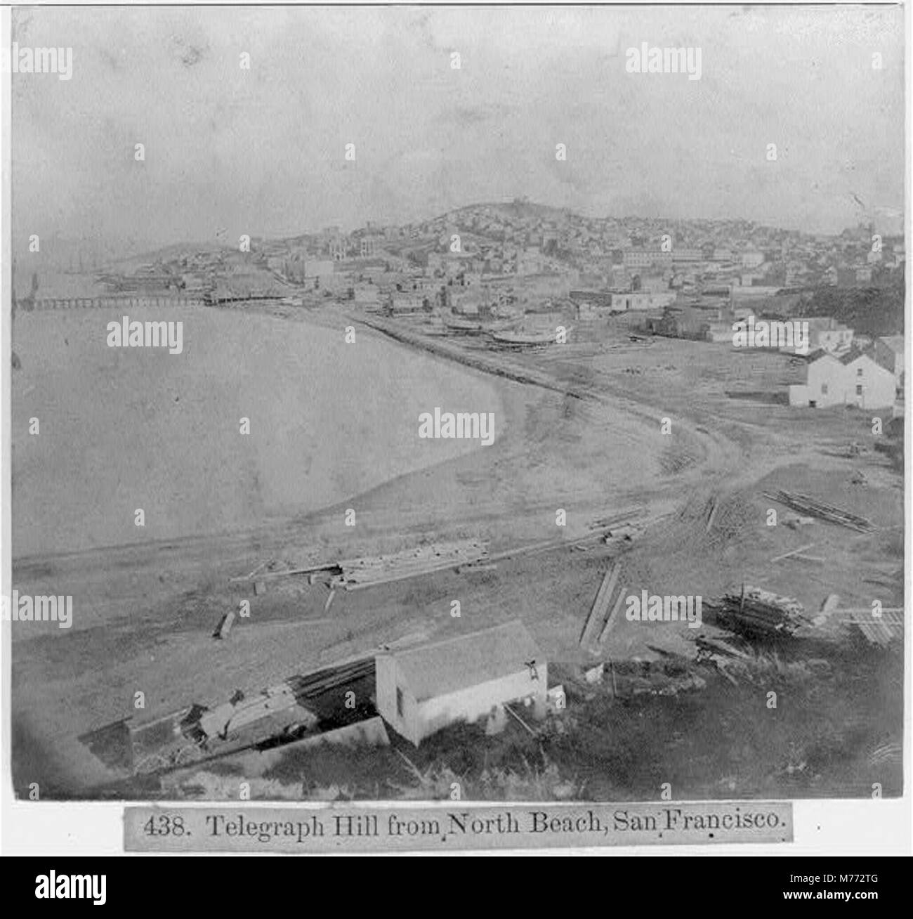 Telegraph Hill in San Francisco is seen from North Beach in this iconic ...