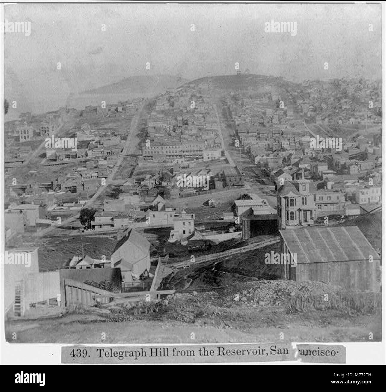 View of San Francisco’s Telegraph Hill from the Reservoir, showing the ...