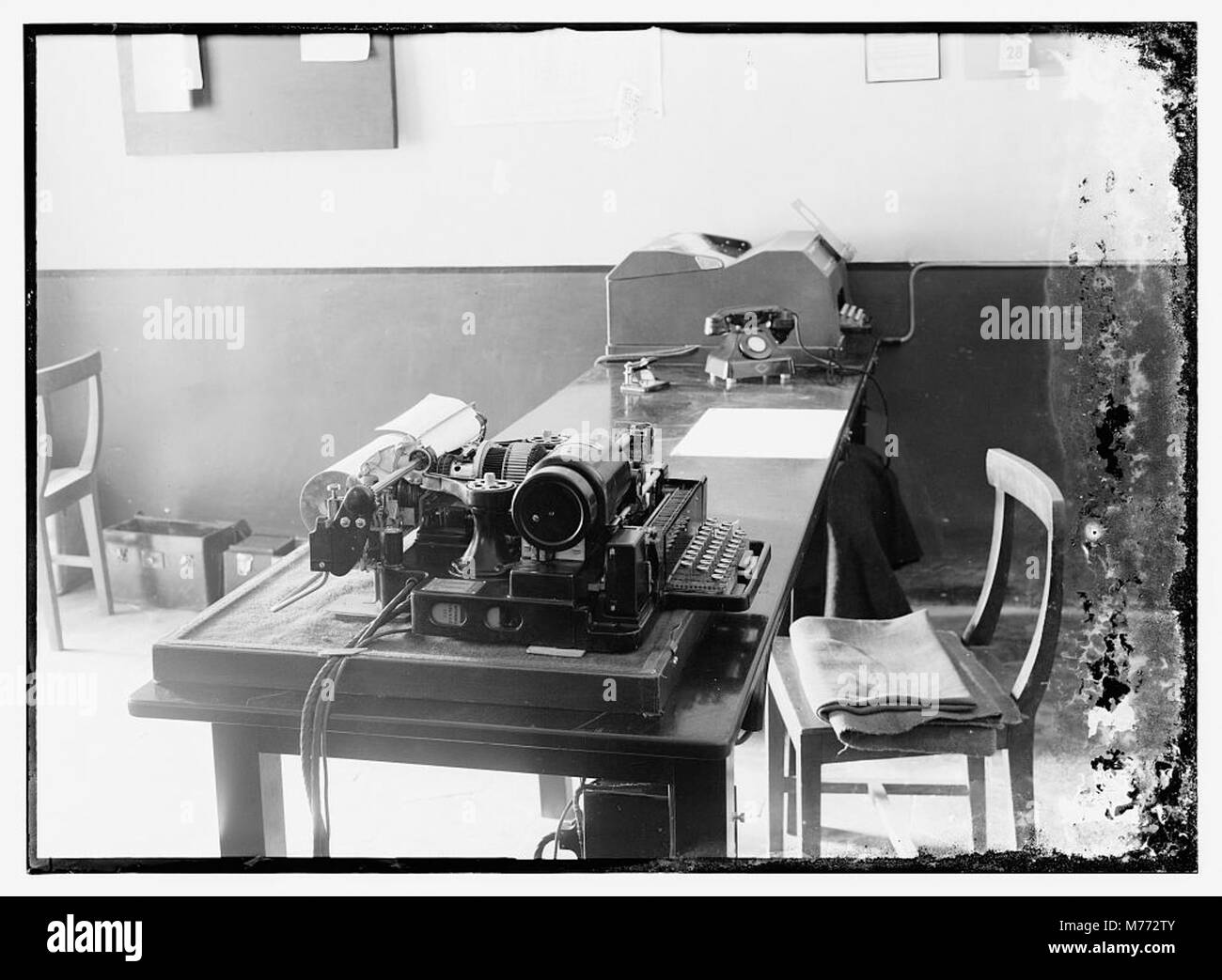 Image of a teleprinter from the Jerusalem Department of Health in June ...