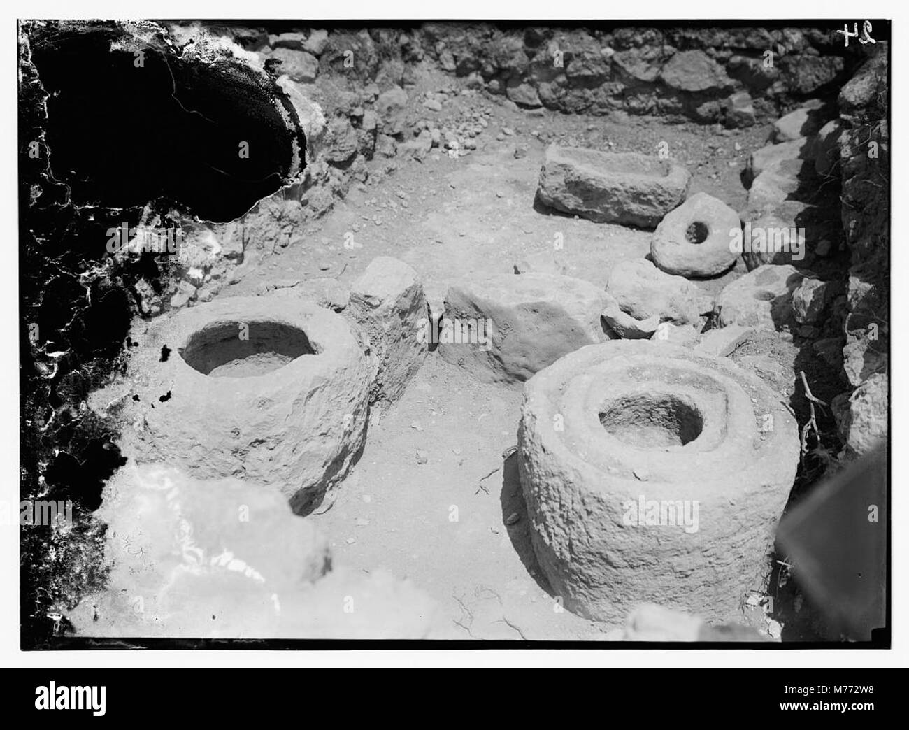 This photograph shows a dye vat at Tell Beit Mirsim, an ancient site ...