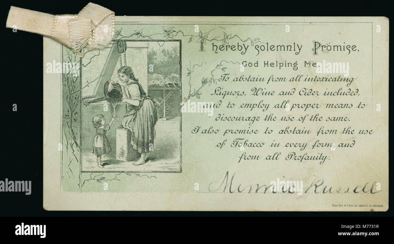 A historical temperance pledge, symbolizing a commitment to abstaining ...