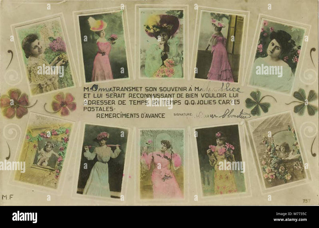 A collection of ten real-photo postcards featuring various women and ...