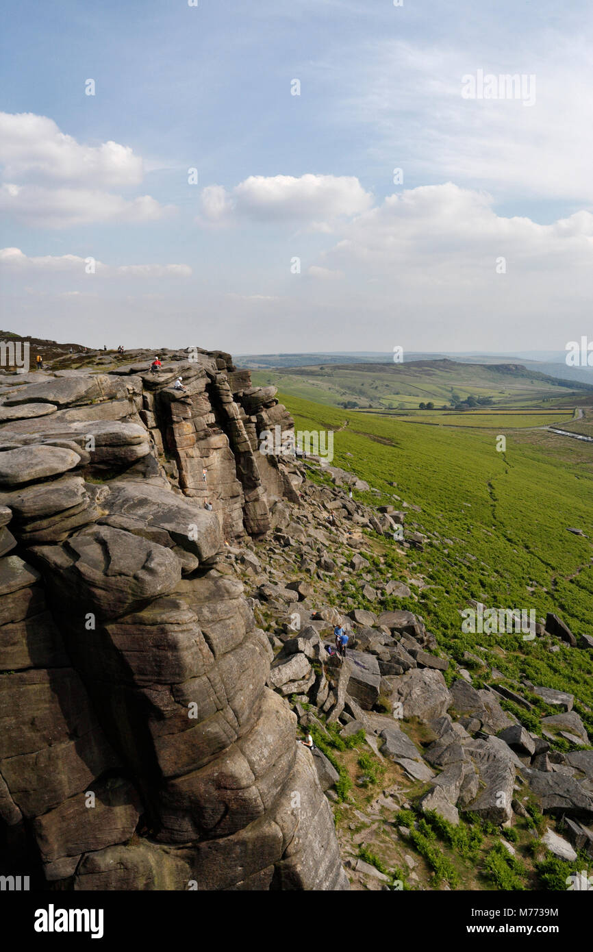 Stanage Edge, Rock face, Derbyshire Peak District, National Park ...