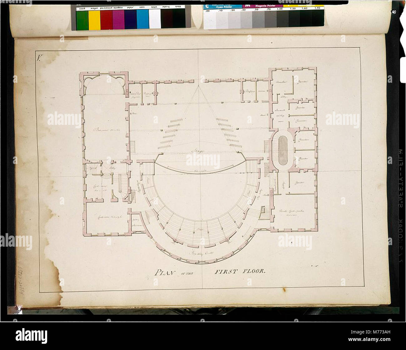 A historical floor plan of a theater and hotel building in Richmond ...