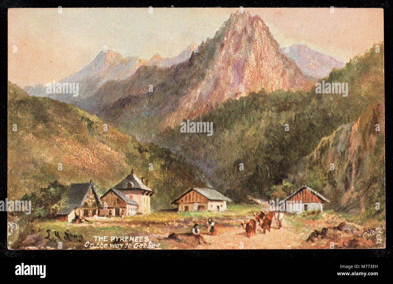 The image depicts a scene from the Pyrenees mountain range on the way ...