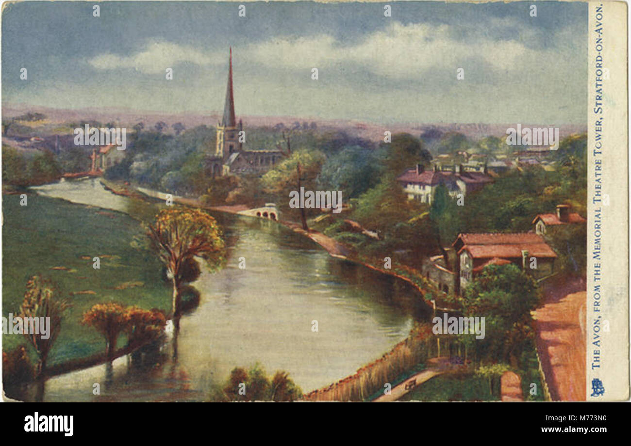 The Avon River is viewed from the Memorial Theatre Tower in Stratford ...