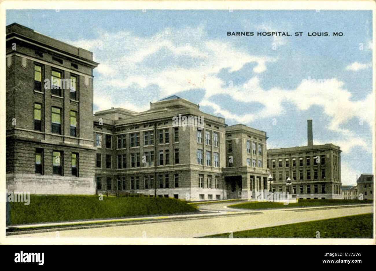 A historic photograph of Barnes Hospital, located in St. Louis ...