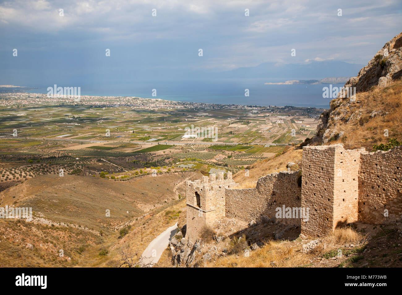 Europe, Greece, Peloponnese, Corinth, acropolis of Acrocorinth Stock ...