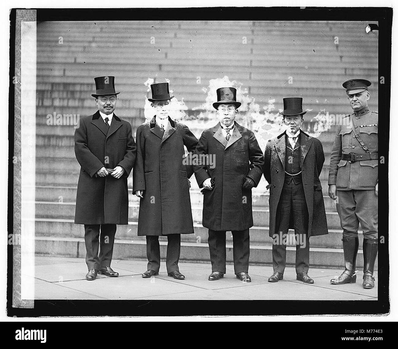 A photograph of prominent figures Baron Shidehara, Admiral Kato, Prince ...