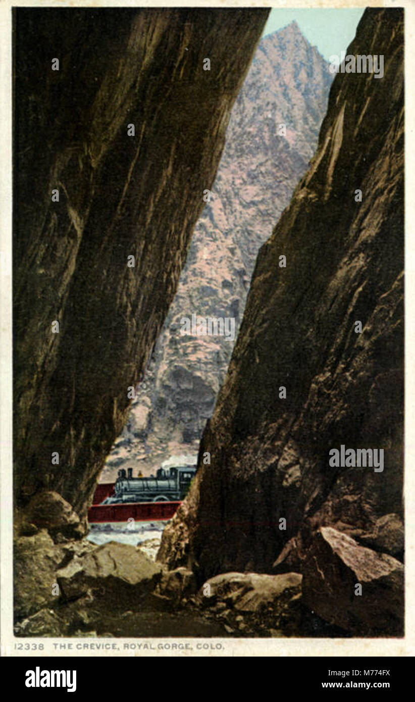 The Crevice, located in Royal Gorge, Colorado, is a deep geological ...