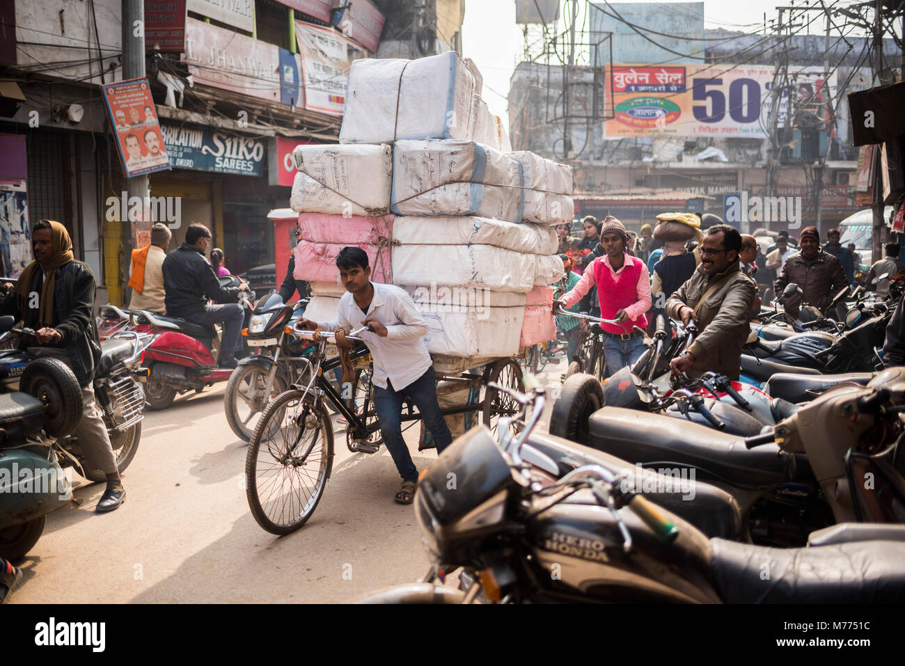 Street scene in Varanasi, Uttar Pradesh, India, Asia Stock Photo - Alamy