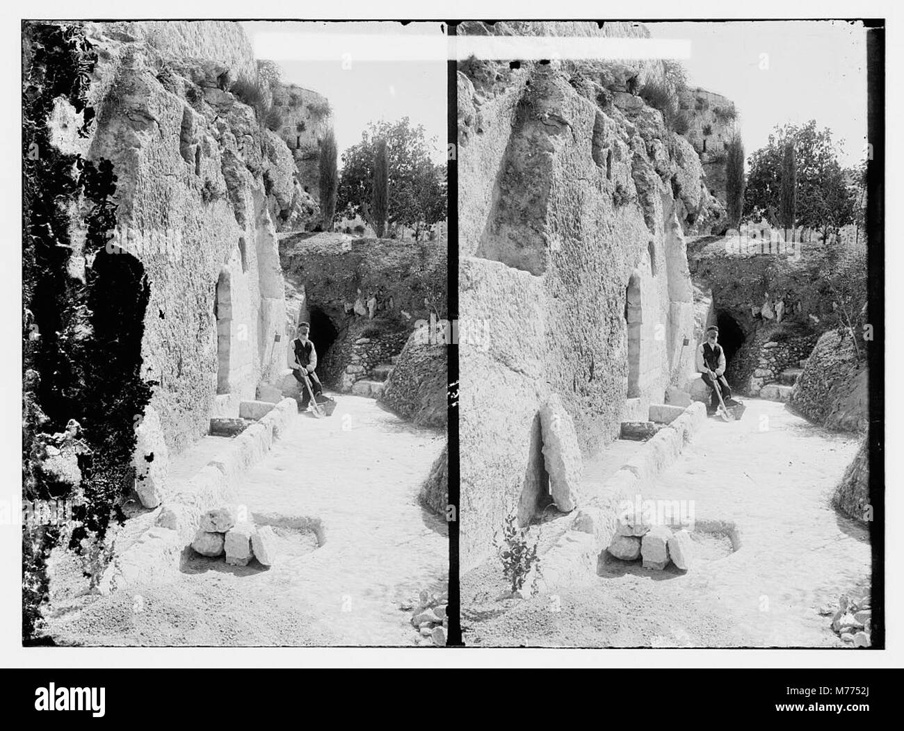 A photograph of the exterior of the Garden Tomb in Jerusalem. This ...