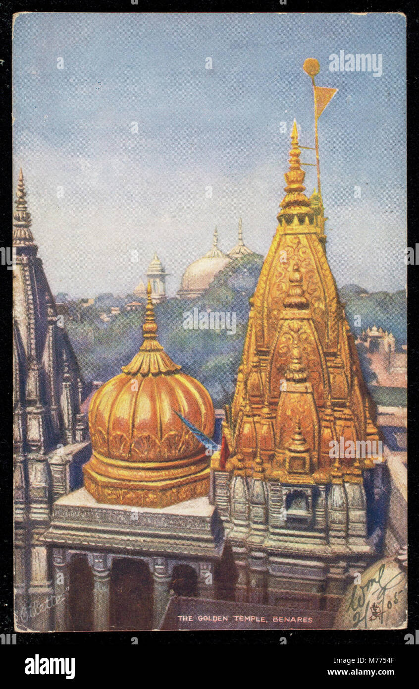 A photograph of the Golden Temple in Benares, an important spiritual ...