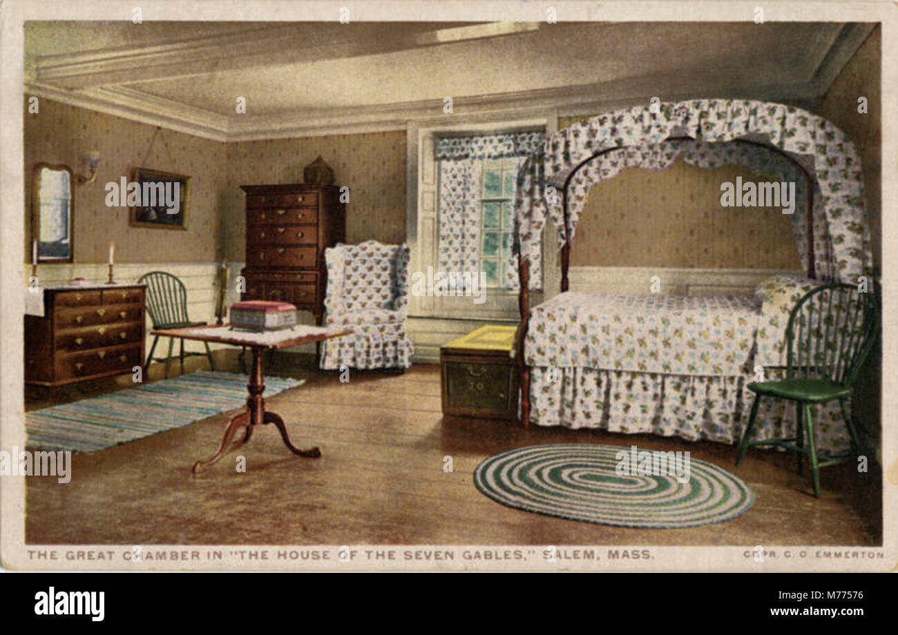 A photograph of the Great Chamber in the House of the Seven Gables ...