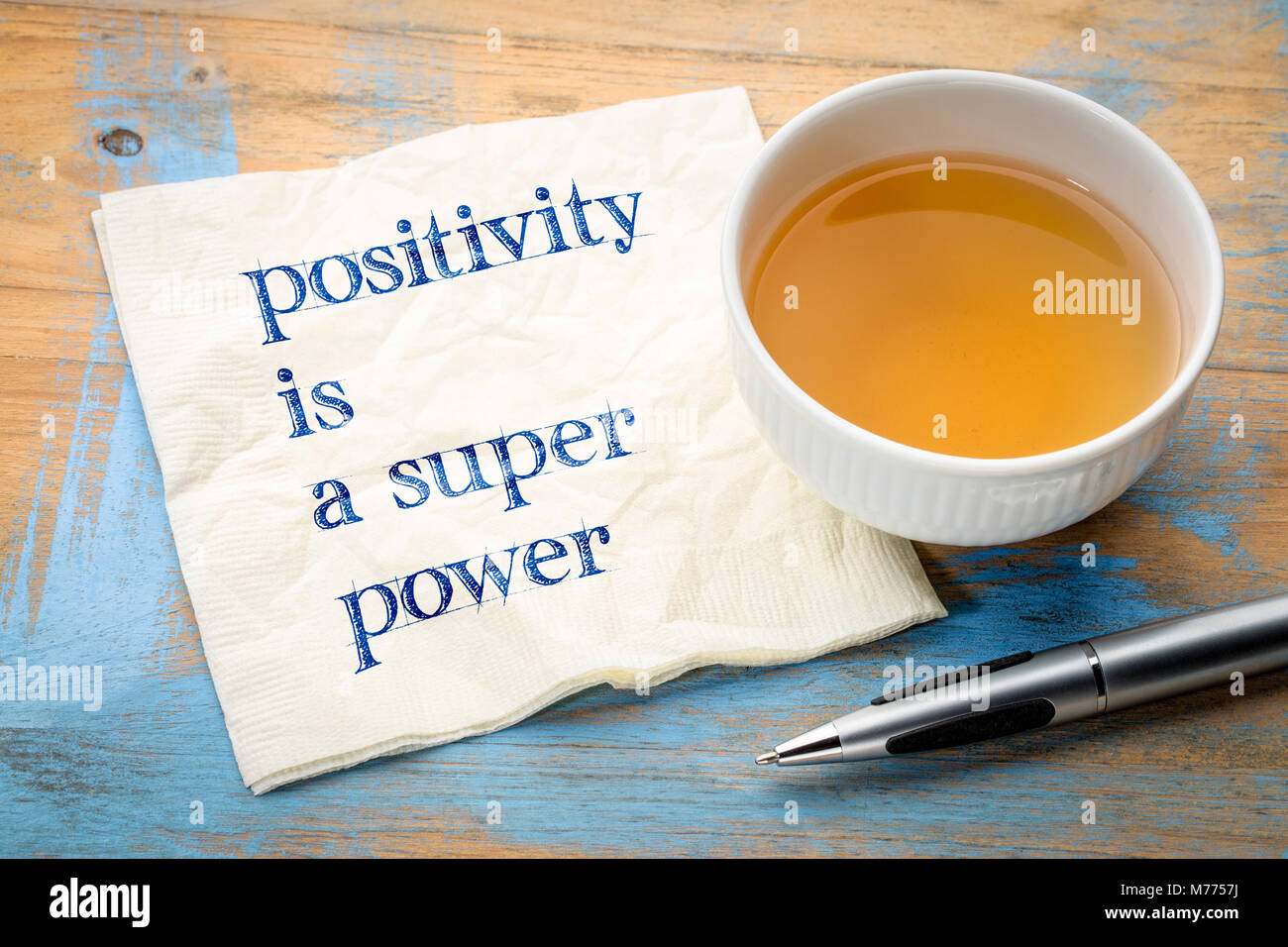 Positivity is a super power - inspiraitonal handwriting on a napkin ...