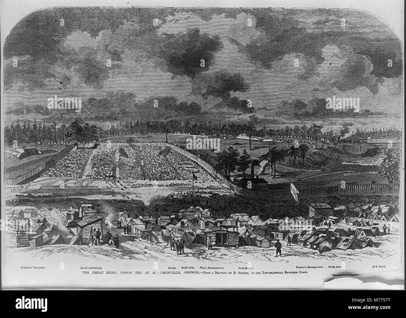 A photograph of the infamous Andersonville prison camp in Georgia ...