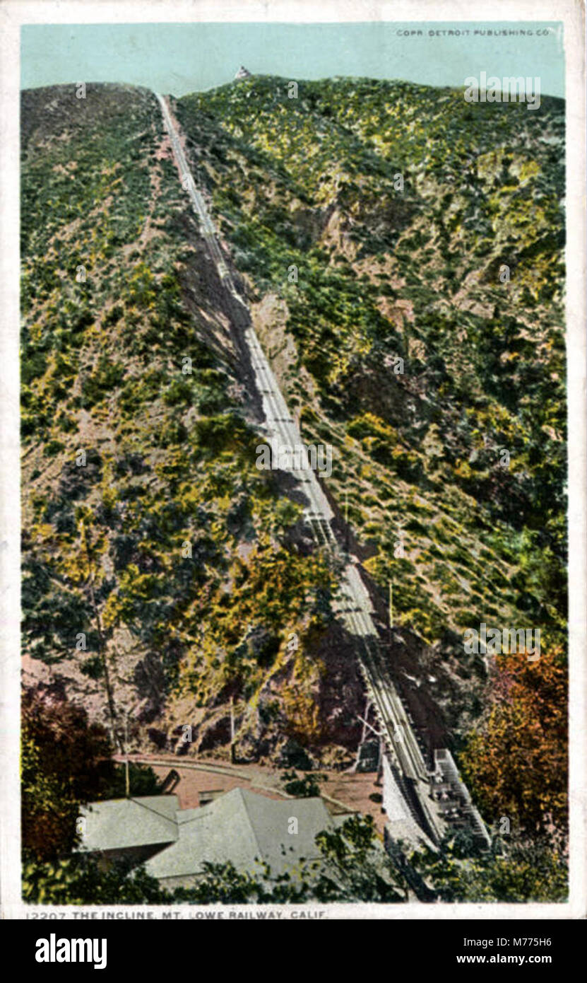 A historical photograph of the incline railway at Mount Lowe in ...