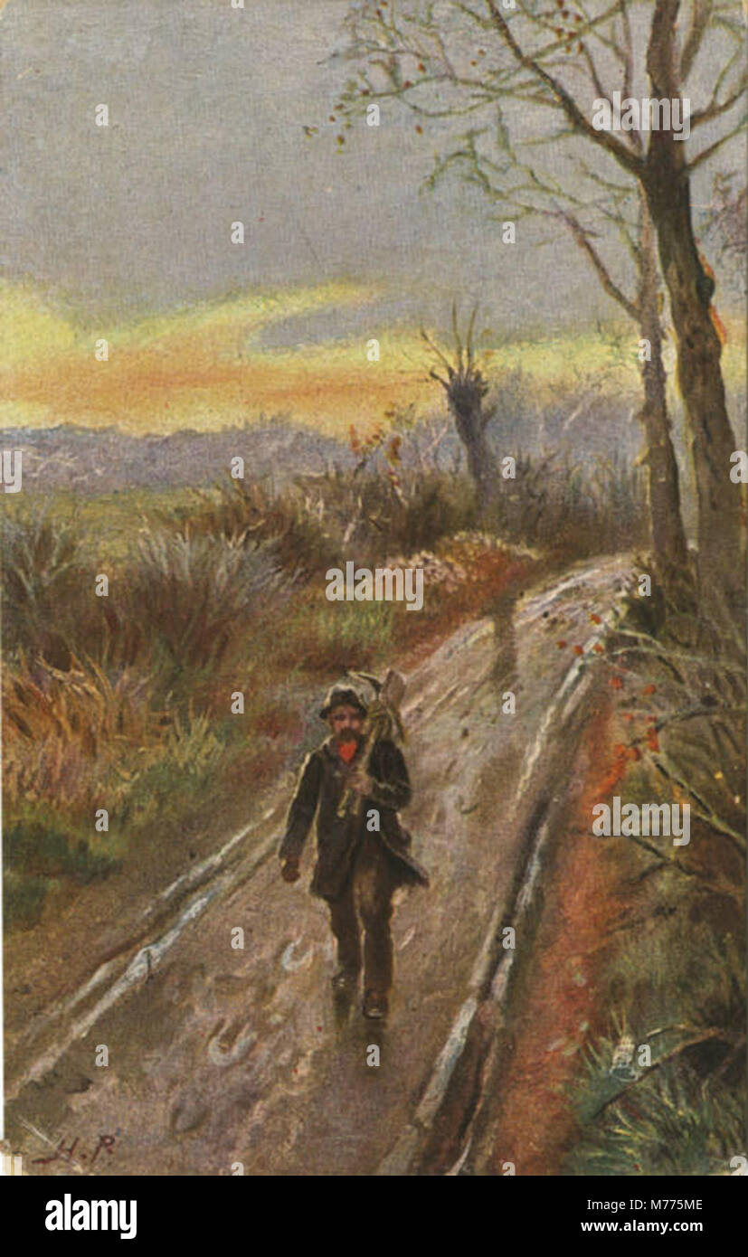 A depiction of a laborer's return, capturing the theme of hard work and ...