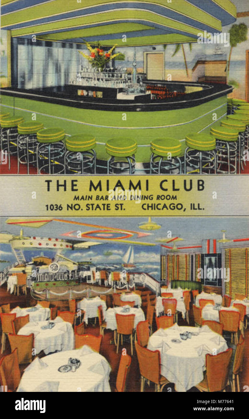 This photograph shows the interior of The Miami Club's main bar and ...