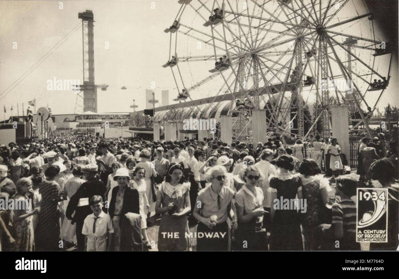 The Midway, a well-known location, is depicted in this vintage image ...