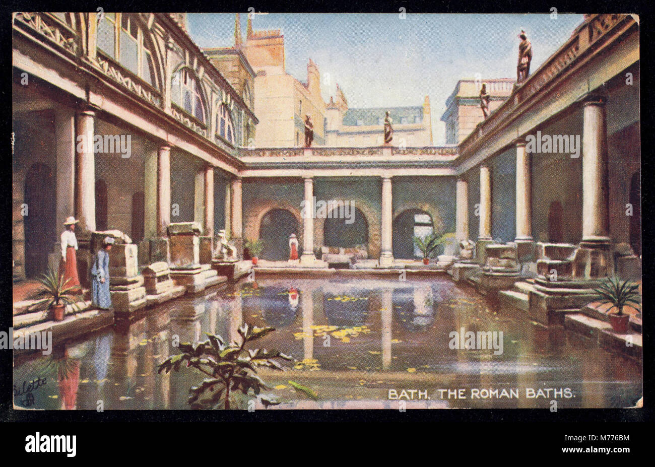 The Roman Baths in Bath, England, are an ancient site where visitors ...