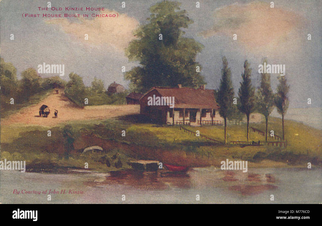 The Old Kinzie House, the first house built in Chicago, standing as a ...