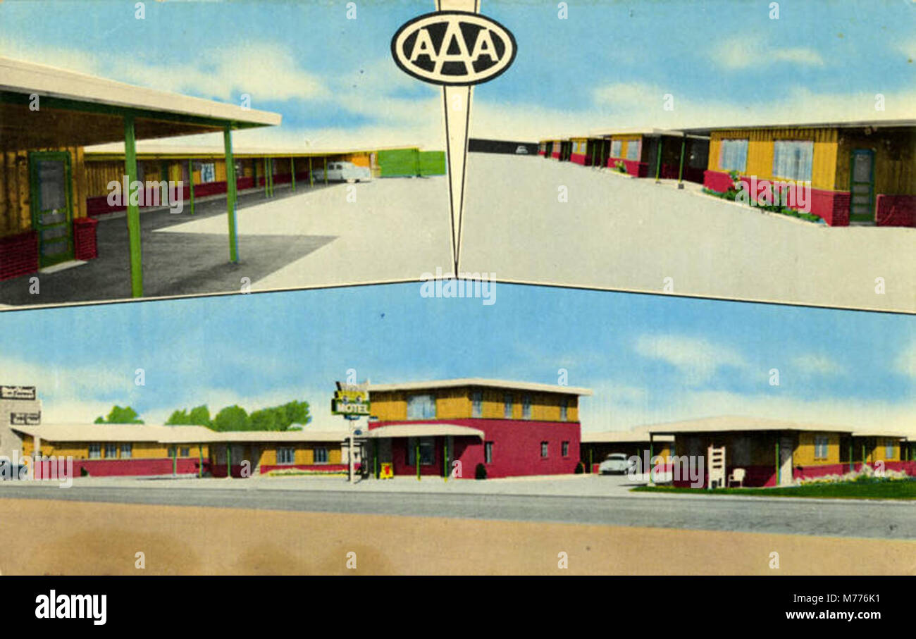 A historical image of the Plainsman Motel, capturing a mid-20th-century ...