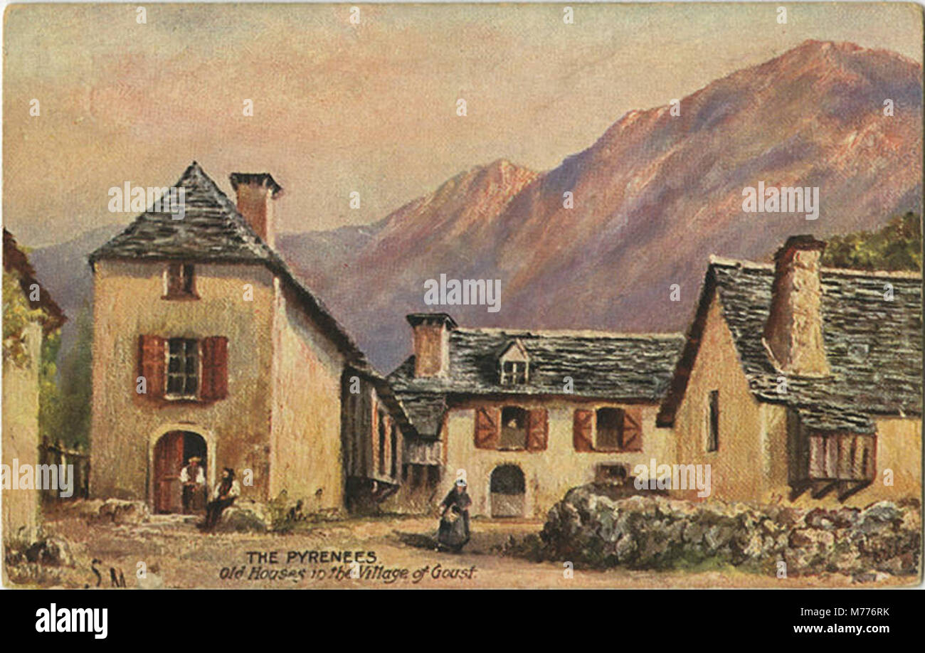 This photograph captures old houses in the village of Goust, located in ...