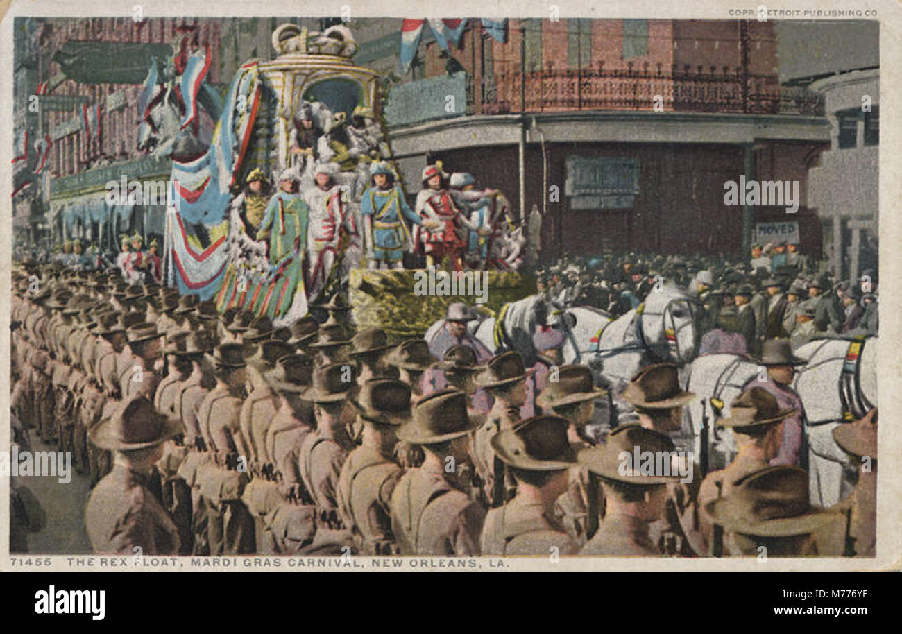 A vibrant depiction of the Rex Float during the Mardi Gras Carnival in ...