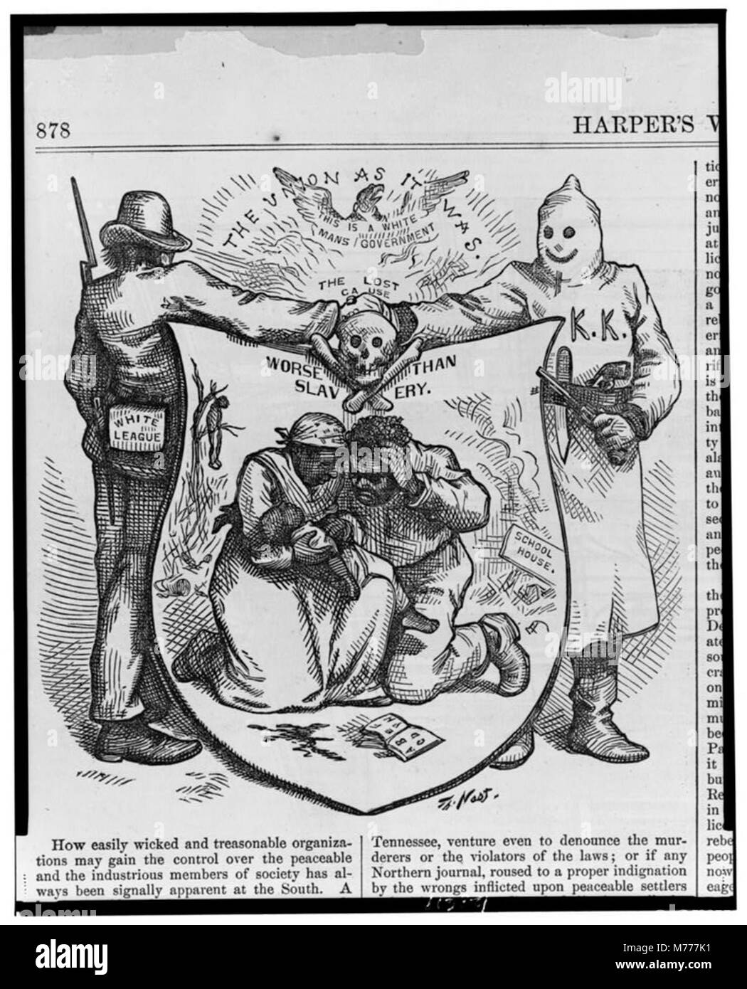 Political cartoon by Thomas Nast depicting the Union's struggle during ...
