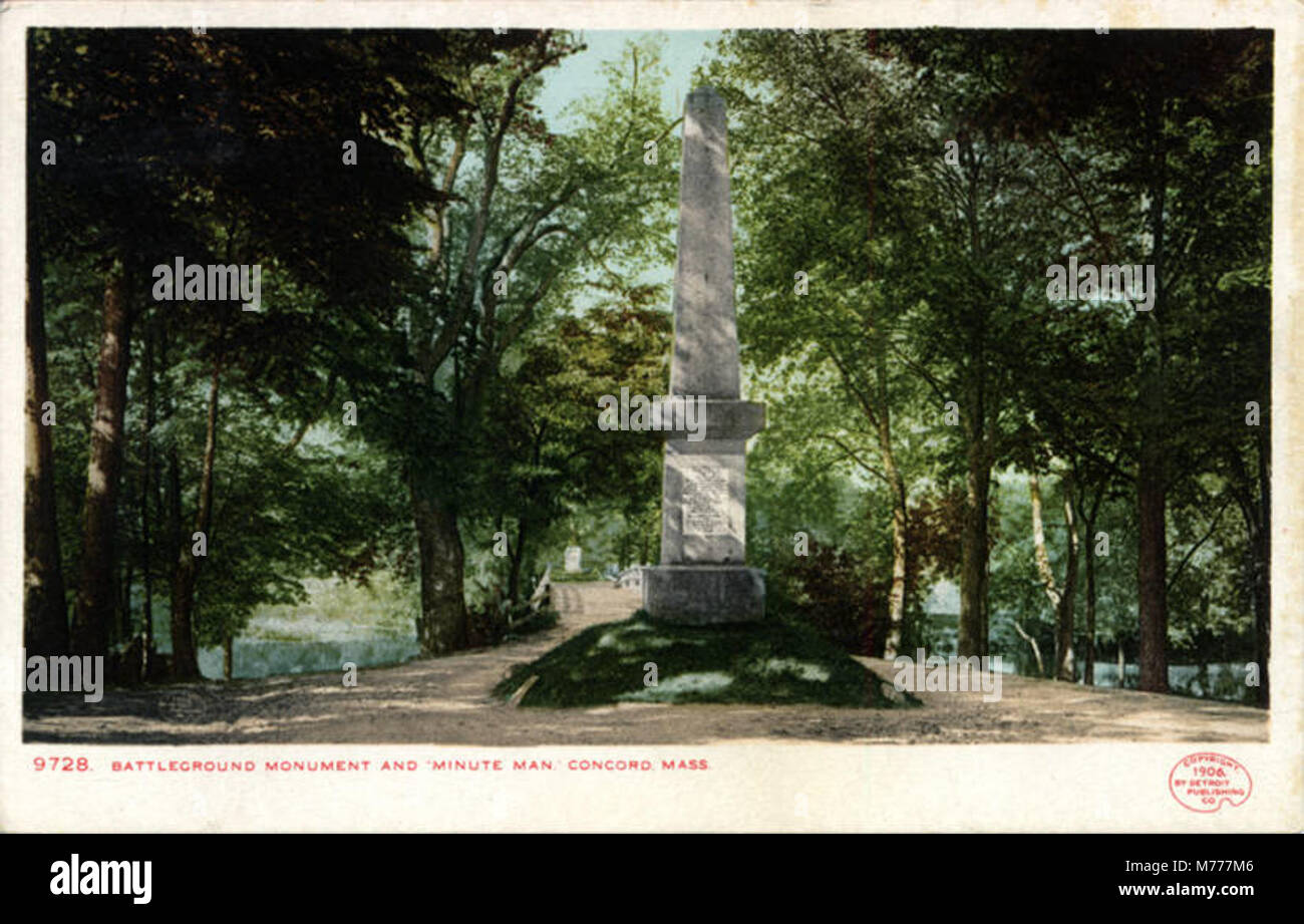 Image of the Battleground Monument and the Minute Man statue ...