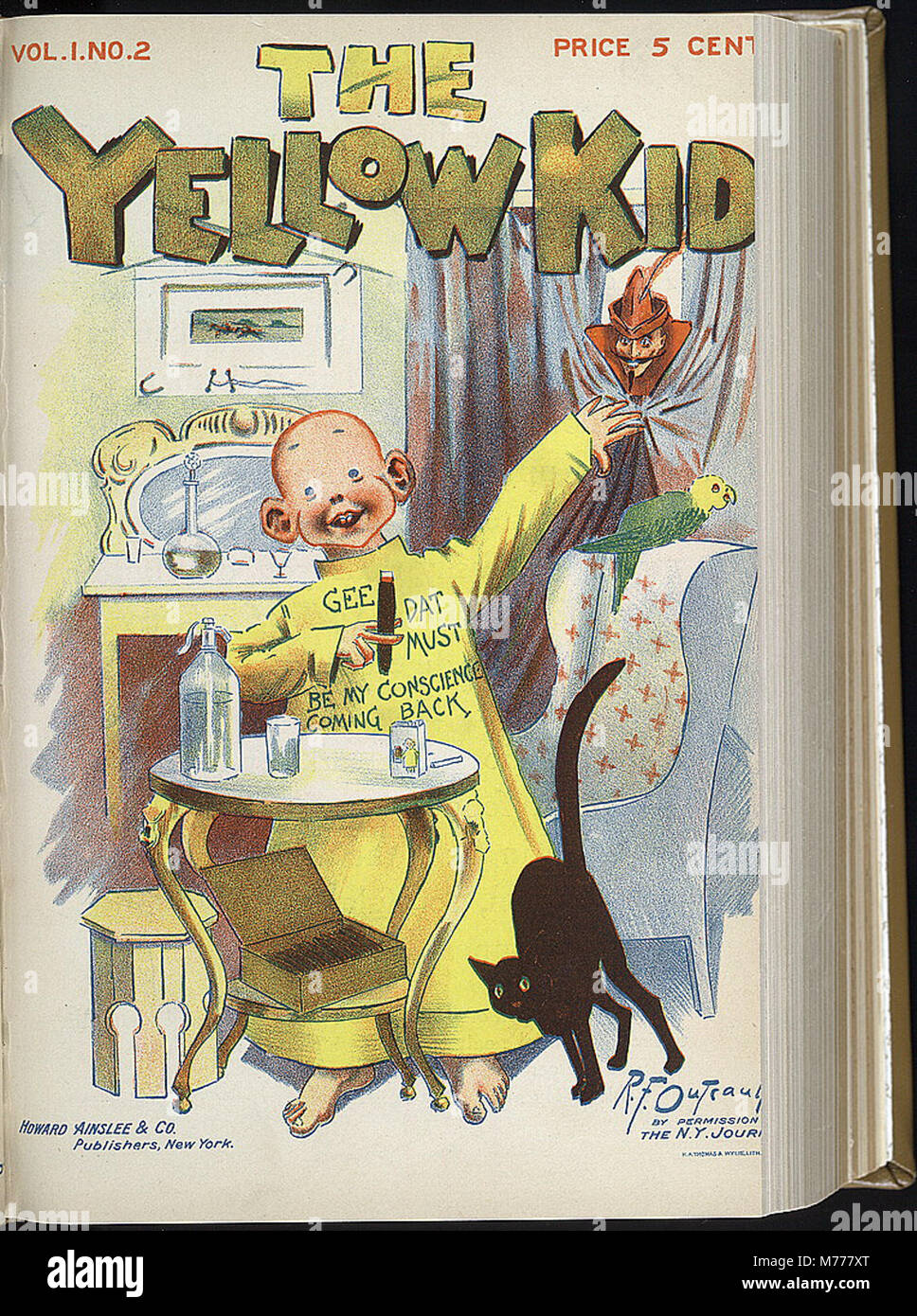 A cartoon by R.F. Outcault featuring the Yellow Kid, a popular comic ...