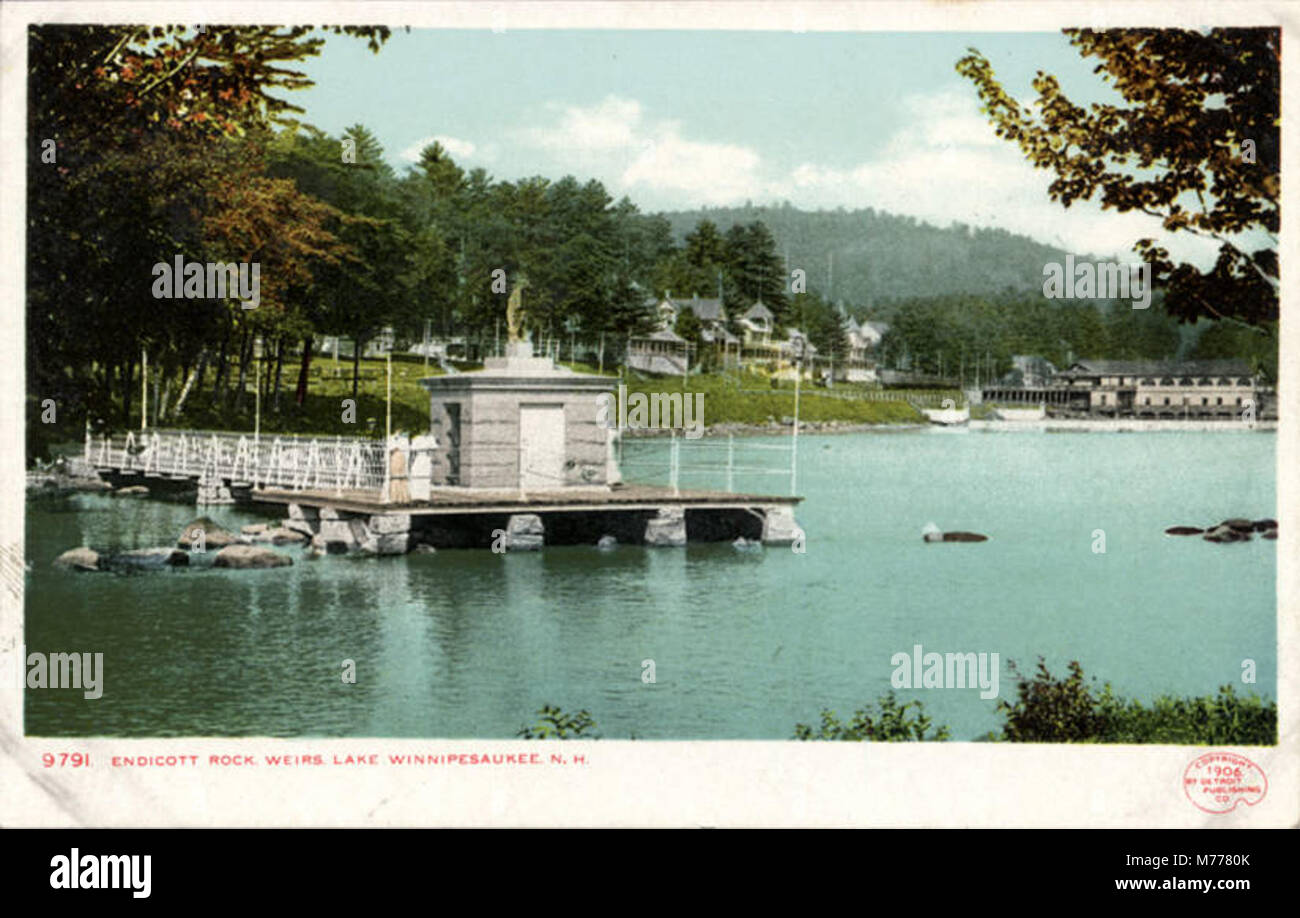 Endicott Rock, inscribed in 1652, marks the head of the Merrimac River ...