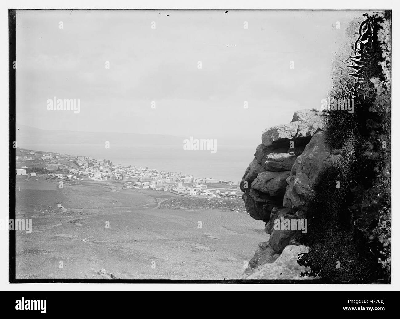 A historical photograph of Tiberias, an ancient city located on the Sea ...