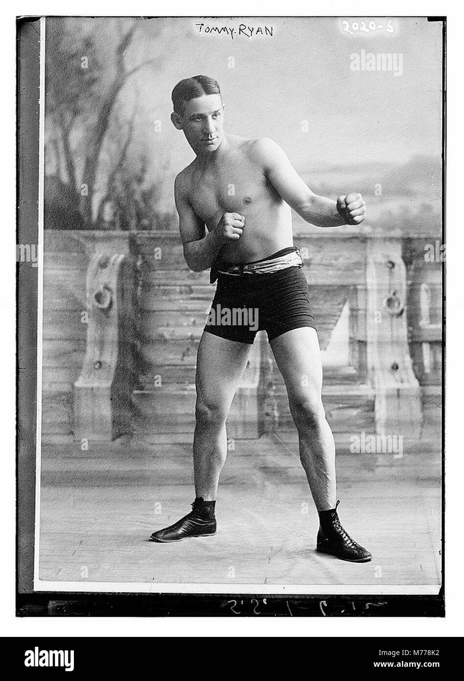 Portrait of Tommy Ryan, an American boxer, likely from the early 20th ...