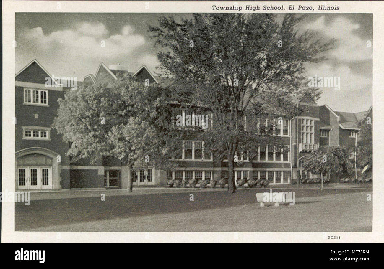 A photograph of Township High School in El Paso, Illinois. The image ...